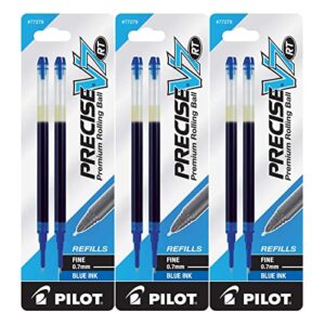 pilot precise v7 rt liquid ink retractable rollerball pen refills, 0.7mm, fine point, blue ink, pack of 6