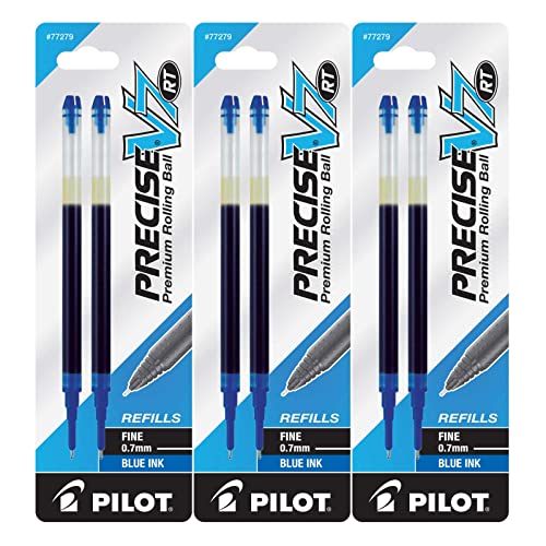 Pilot Precise V7 RT Liquid Ink Retractable Rollerball Pen Refills, 0.7mm, Fine Point, Blue Ink, Pack of 6