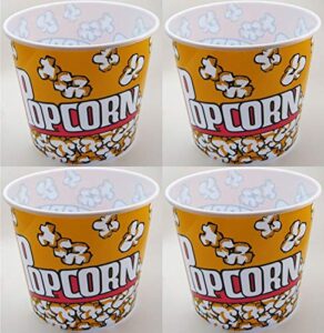 popcorn serving tub 7.5" x 7.5"- set of 4 plastic bowls