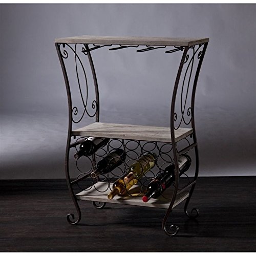 SEI Furniture Arcino Table Wine Storage, Gray