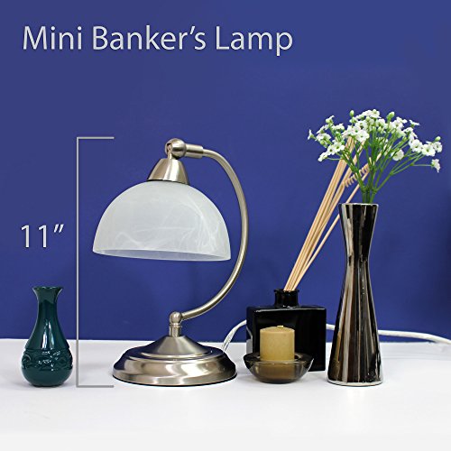 Elegant Designs LT2029-BSN Mini Modern Bankers Table Desk Lamp with Touch Dimmer Control Base, Brushed Nickel