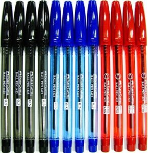 new faber-castell 12 pens blue/black/red ink barrel 1423 ball point pen 0.5