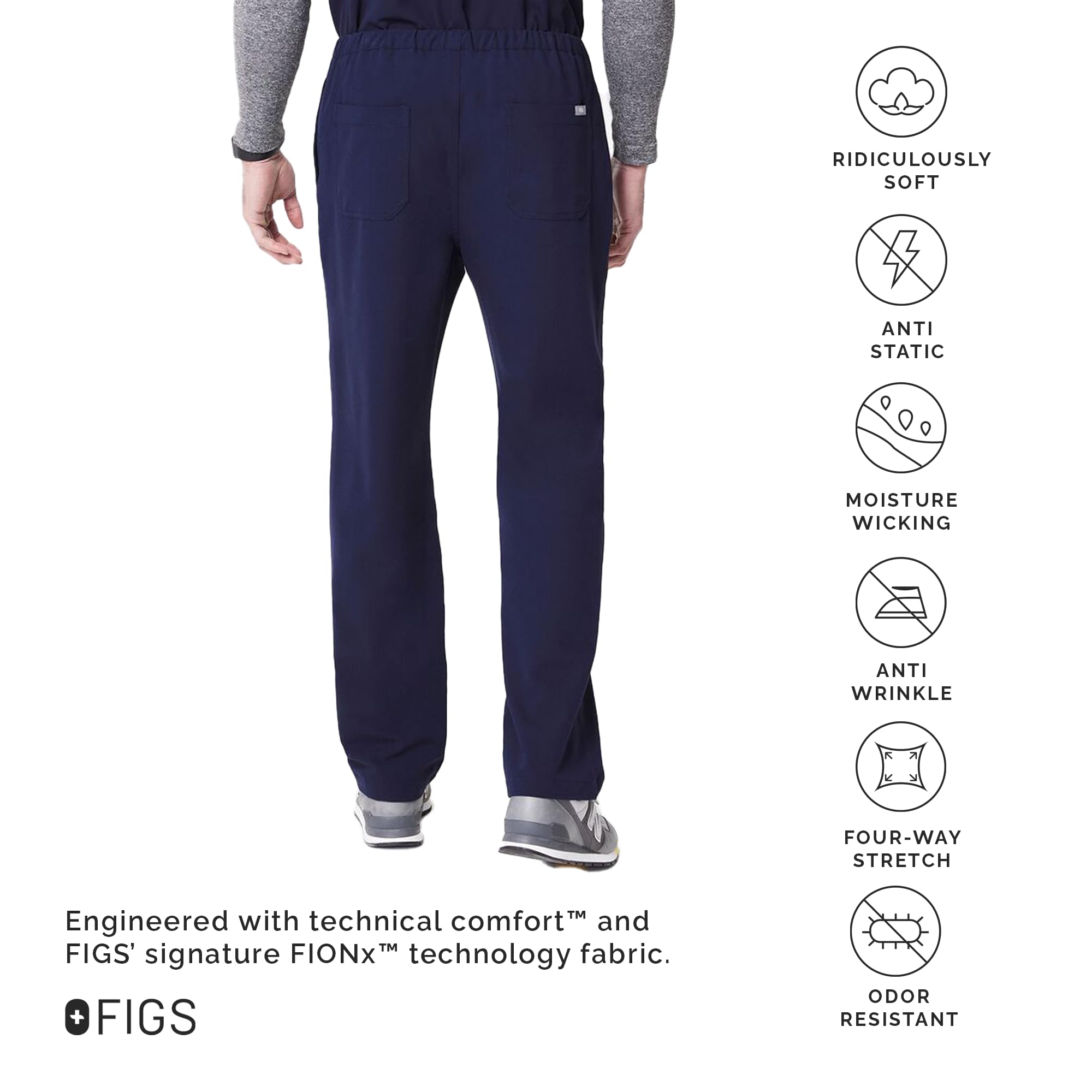 FIGS Pisco Basic Scrub Pants for Men – Navy Blue, Medium