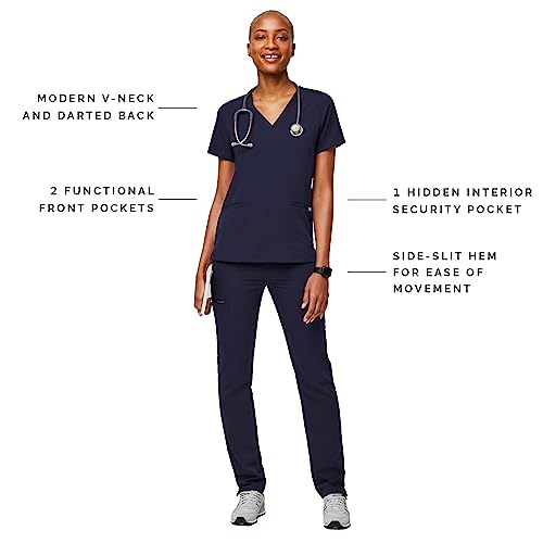 FIGS Casma Three-Pocket Scrub Top for Women – Navy Blue, M