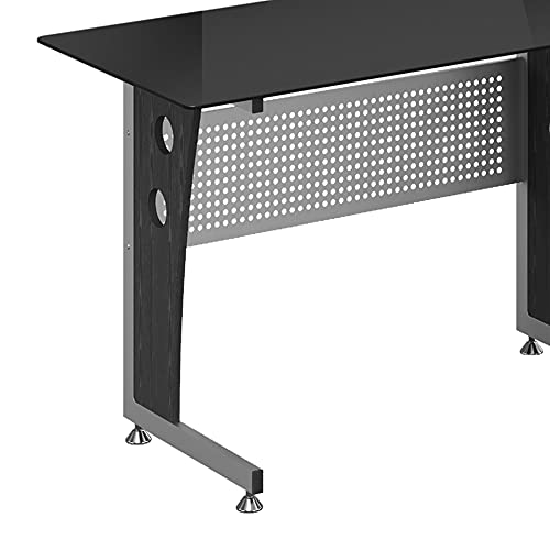 HOMCOM L-Shaped Corner Computer Desk Gaming Table Home Office Workstation Glass Top P2 MDF with Keyboard Tray - Black