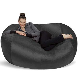 sofa sack - plush bean bag sofas with super soft microsuede cover - xl memory foam stuffed lounger chairs for kids, adults, couples - jumbo bean bag chair furniture - charcoal 6'