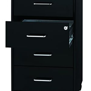 Lorell 18" Deep 4 Drawer Mobile Metal Organizer, Craft and Office Cabinet, Black