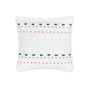 kate spade new york ksny eyelet sequins decorative pillow, 18x18 inch, white