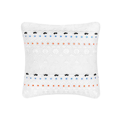 Kate Spade New York KSNY Eyelet Sequins Decorative Pillow, 18x18 inch, White