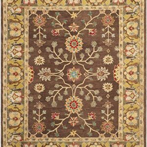 SAFAVIEH Anatolia Collection Area Rug - 8' x 10', Brown & Gold, Handmade Traditional Oriental Wool, Ideal for High Traffic Areas in Living Room, Bedroom (AN562A)