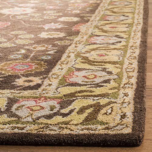 SAFAVIEH Anatolia Collection Area Rug - 8' x 10', Brown & Gold, Handmade Traditional Oriental Wool, Ideal for High Traffic Areas in Living Room, Bedroom (AN562A)