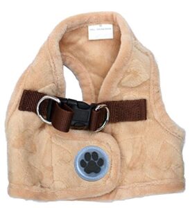 fleece soft pet harness vest for small/medium pets,size runs smaller, small fits pets 3-6 pound,medium 8-12 pound,large 12-16 pound (medium: neck 11", beige)