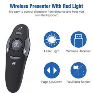 2.4 GHz USB Wireless Presenter Remote Control Laser Pointer Pen Red RF PowerPoint Presentation Clicker PPT Controller for Meeting Teaching Speech (Plug and Play)