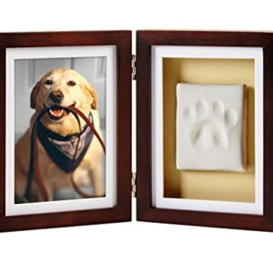 Pearhead Dog or Cat Pawprint Tabletop Photo Frame With Clay Imprint Kit, Tabletop Pet Keepsake Picture Frame, Paw Print Making Kit Included, 4" x 6" Photo Insert, Espresso