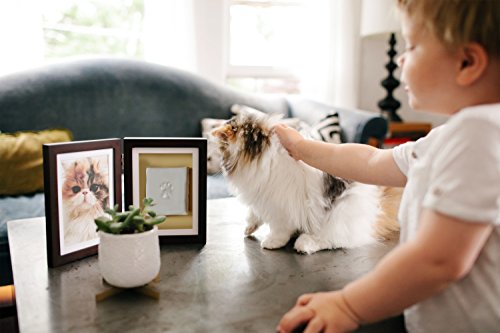 Pearhead Dog or Cat Pawprint Tabletop Photo Frame With Clay Imprint Kit, Tabletop Pet Keepsake Picture Frame, Paw Print Making Kit Included, 4" x 6" Photo Insert, Espresso