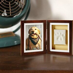 Pearhead Dog or Cat Pawprint Tabletop Photo Frame With Clay Imprint Kit, Tabletop Pet Keepsake Picture Frame, Paw Print Making Kit Included, 4" x 6" Photo Insert, Espresso