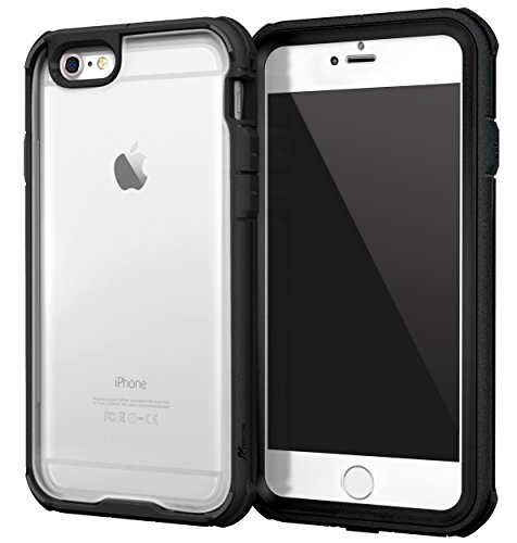 iPhone 6s Case, roocase [Glacier TOUGH] iPhone 6 (4.7) Hybrid Scratch Resistant Clear PC / TPU Armor Full Body Protection Case Cover with Built-in Screen Protector for Apple iPhone 6 / 6s (2015), Granite Black