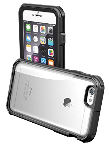 iPhone 6s Case, roocase [Glacier TOUGH] iPhone 6 (4.7) Hybrid Scratch Resistant Clear PC / TPU Armor Full Body Protection Case Cover with Built-in Screen Protector for Apple iPhone 6 / 6s (2015), Granite Black