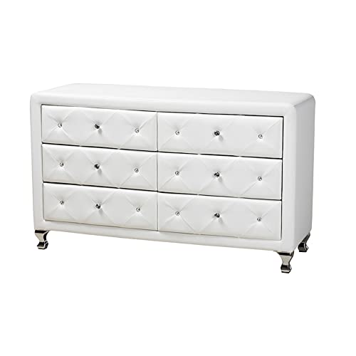 Baxton Studio BBT2030-Dresser-White Storage-chests, 21.6" x 51.75" x 18", White