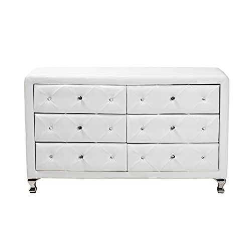 Baxton Studio BBT2030-Dresser-White Storage-chests, 21.6" x 51.75" x 18", White