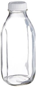 libbey glass milk bottle with lid - 33.5 oz