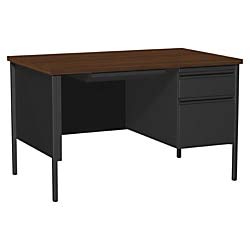 lorell fortress right single-pedestal desk, 48 by 30 by 29-1/2-inch, black walnut