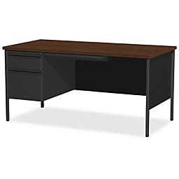 Lorell Single Left Pedestal Desk, 66 by 30 by 29-1/2-Inch, Black Walnut