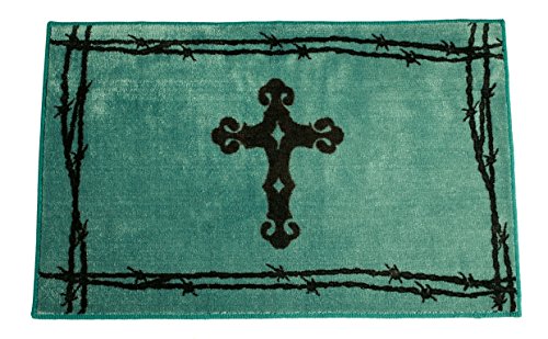 HiEnd Accents Turquoise and Brown Cross Print Rug 24x36