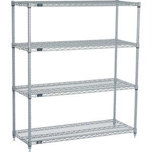 4-shelf wire shelving unit, silver finish, 24"w x 30"l x 63"h