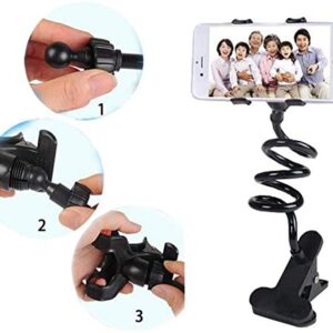 ANGELANGELA Universal 360 degree Rotation Long Arm Lazy Flexible Holder Cradle Stand For Smartphones, Double Clip-Black