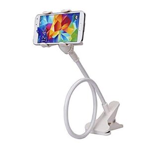 ANGELANGELA Universal 360 degree Rotation Long Arm Lazy Flexible Holder Cradle Stand For Smartphones, Double Clip-White