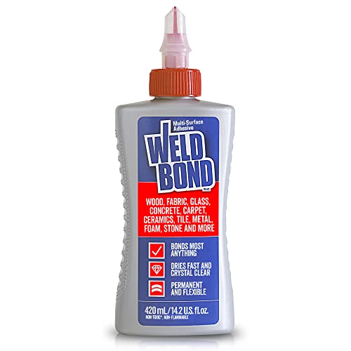 Weldbond All Purpose Glue, Bonds Most Anything! Non-Toxic Glue, Use as Wood Glue or on Glass Crafts Ceramic Mosaic Porcelain Tile Stone Fabric Carpet Metal & More. Dries Crystal Clear 5.4 oz / 160 ml