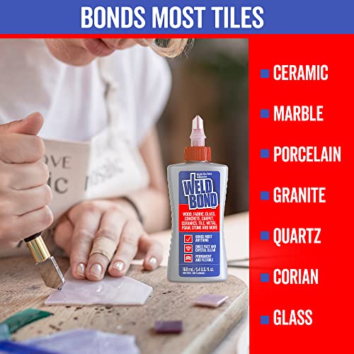 Weldbond All Purpose Glue, Bonds Most Anything! Non-Toxic Glue, Use as Wood Glue or on Glass Crafts Ceramic Mosaic Porcelain Tile Stone Fabric Carpet Metal & More. Dries Crystal Clear 5.4 oz / 160 ml