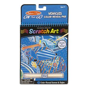 melissa & doug on the go scratch art color-reveal pad - vehicles