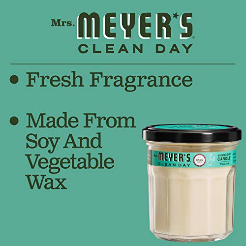 Mrs. Meyer's Soy Aromatherapy Candle, 35 Hour Burn Time, Made with Soy Wax and Essential Oils, Basil, 7.2 oz