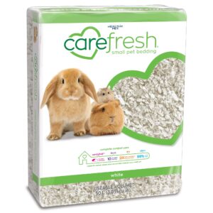 carefresh 99% dust free white natural paper small pet bedding with odor control, 50 l