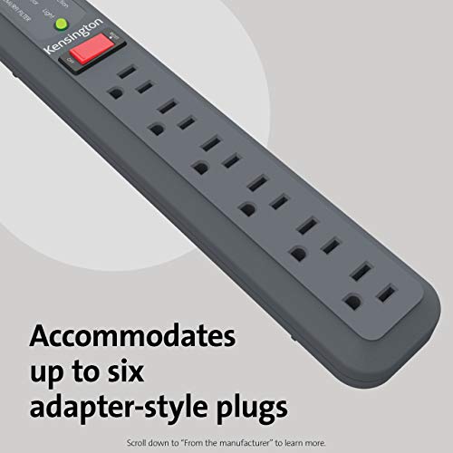 Kensington Guardian 6 Outlet, 15-Foot Cord, & 540 Joules Premium Surge Protector (K38215NA), Black