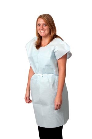 Pro Advantage P750033 Exam Gown, Tissue/Poly/Tissue, 30" x 42", Blue, Traditional Front/Back Opening (Pack of 50)