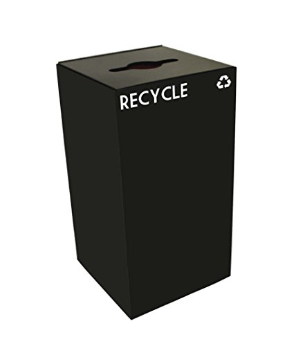 Witt Industries 28GC04-CB GeoCube Recycling Receptacle with Combination Slot/Round Opening, Steel, 28 gal, Charcoal