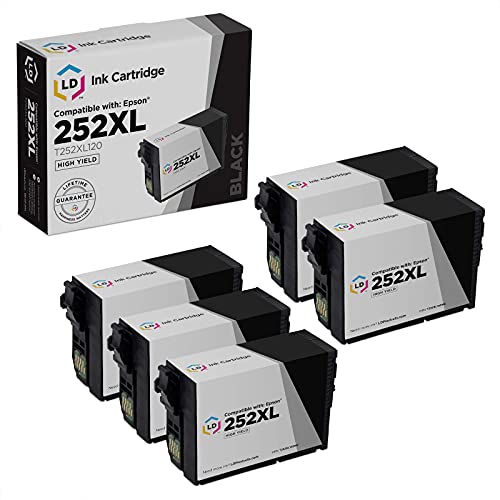 LD Remanufactured Ink Cartridge Replacement for Epson 252XL T252XL120 High Yield (Black, 5-Pack)