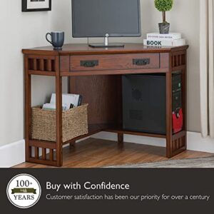 Leick Home SINCE 1910 Corner Computer and Writing Desk, Mission Oak Finish