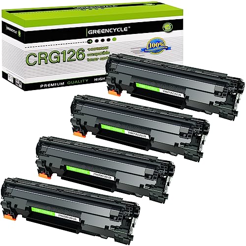 greencycle 4 Pack Compatible Toner Cartridge Replacement for Canon 126 CRG-126 CRG126 3483B001 Black for use in ImageClass LBP6200d, and LBP6230dw Wireless Laser Printers