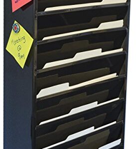 Displays2go File Folder Wall Rack, 20 Pockets, Tiered, Office and Medical Charts (Black, Powder Coated Steel)