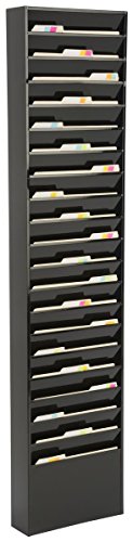 Displays2go File Folder Wall Rack, 20 Pockets, Tiered, Office and Medical Charts (Black, Powder Coated Steel)