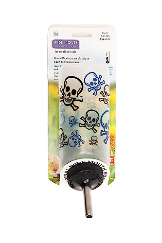 Lixit Wide Mouth BPA-Free Cage Water Bottles for Rabbits, Ferrets, Guinea Pigs, Rats, Chinchillas, Hamsters, Mice, Hedgehogs, Gerbils and Other Small Animals. (Skulls, 16 Ounce)