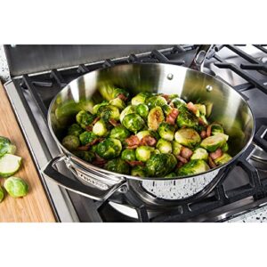 Viking Culinary Contemporary 3-Ply Stainless Steel Sauté Pan, 4.8 Quart, Includes Glass Lid, Dishwasher, Oven Safe, Works on All Cooktops including Induction