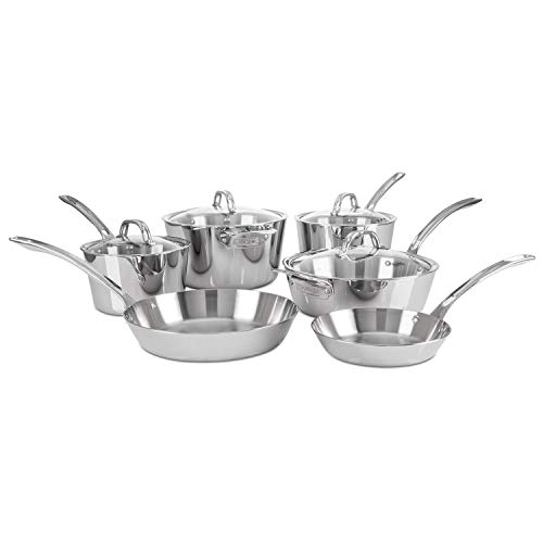 Viking Culinary Contemporary 3-Ply Stainless Steel Cookware Set, 10 Piece, Dishwasher, Oven Safe, Works on All Cooktops including Induction