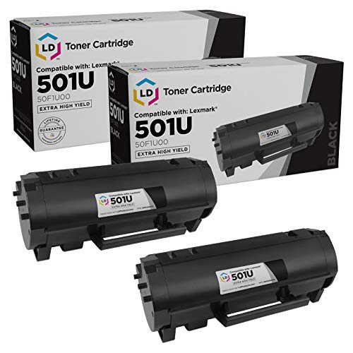 LD Products Compatible Toner Cartridge Replacement for Lexmark 501U 50F1U00 Ultra High Yield (Black, 2-Pack) for use in MS510dn, MS610de, MS610dn, MS610dte, and MS610dtn