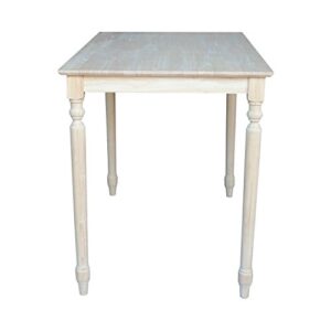 International Concepts Table Top Solid with Wood Counter Height Turned Legs, 30 by 48-Inch, Unfinished