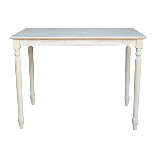 International Concepts Table Top Solid with Wood Counter Height Turned Legs, 30 by 48-Inch, Unfinished